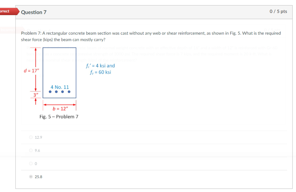 Solved Problem 7: A rectangular concrete beam section was | Chegg.com