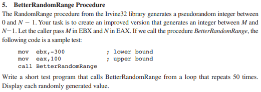 Solved 5. Better RandomRange Procedure The RandomRange | Chegg.com