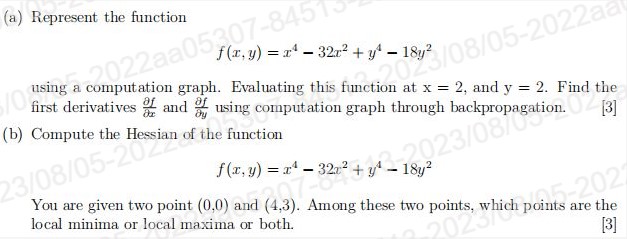 Solved (a) Represent the function f(x,y)=x4−32x2+y4−18y2 | Chegg.com