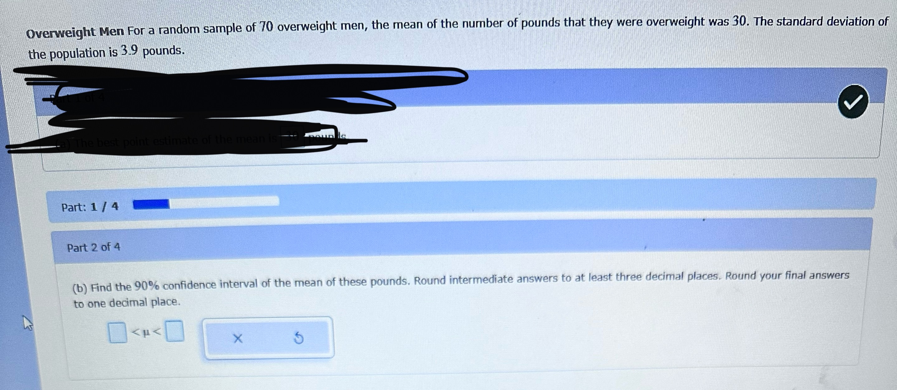 Solved Overweight Men For a random sample of 70 overweight | Chegg.com