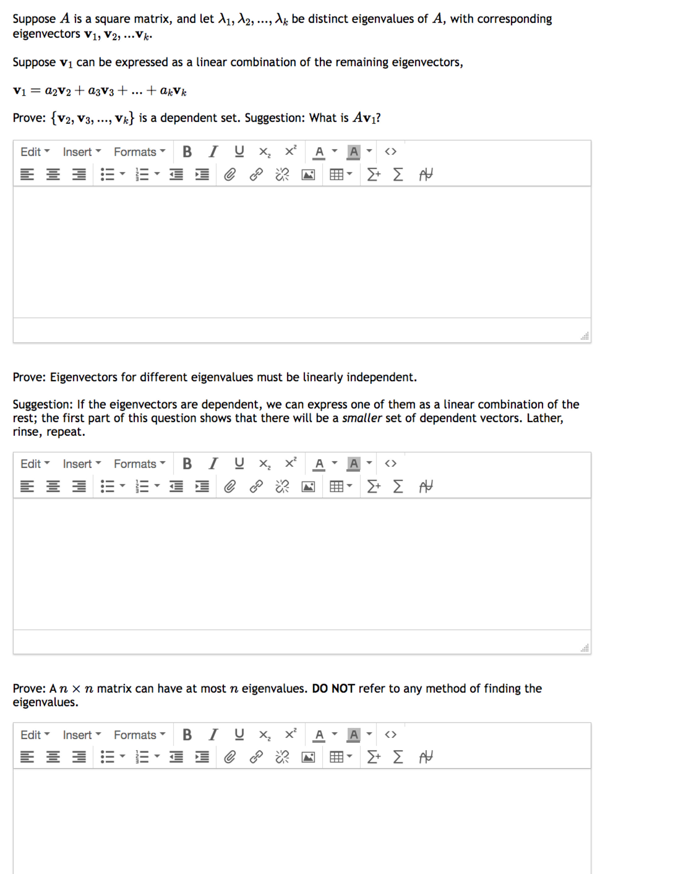 Solved Suppose A is a square matrix, and let λ1,λ2,…,λk be | Chegg.com