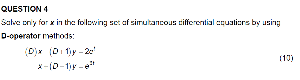 Solved QUESTION 4Solve only for x ﻿in the following set of | Chegg.com