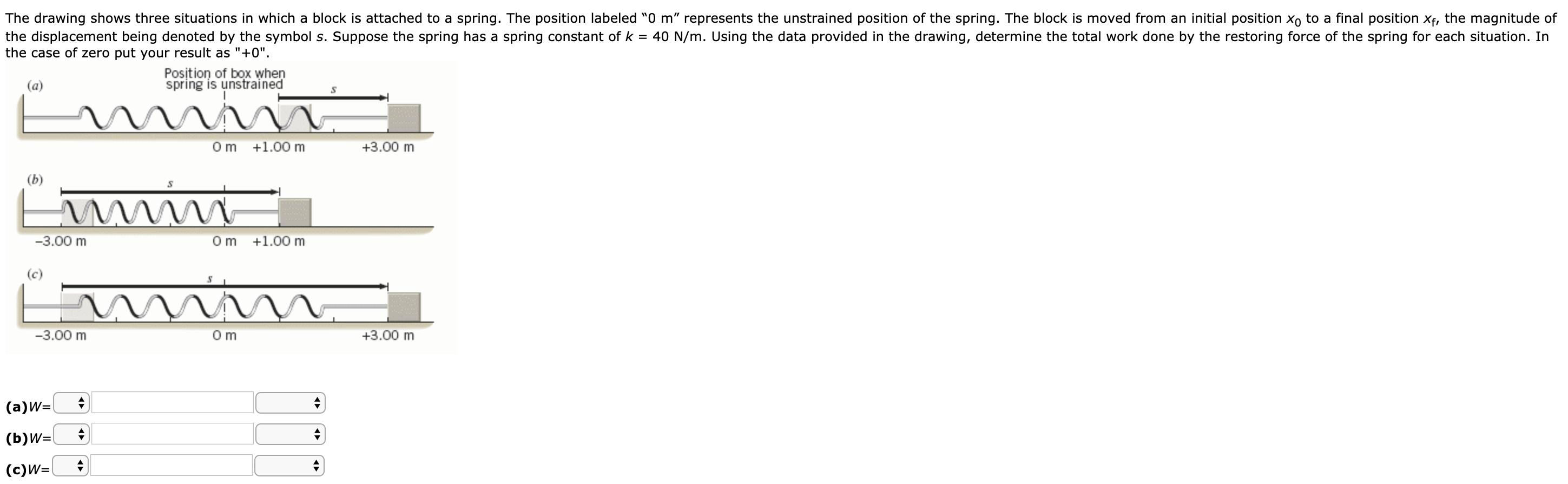 Solved The drawing shows three situations in which a block | Chegg.com