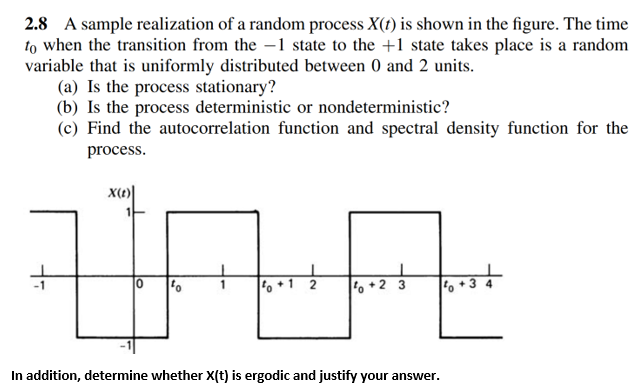 2.8 A sample realization of a random process X(t) is | Chegg.com