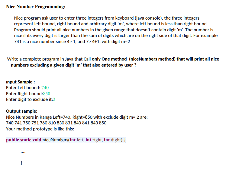 Solved Nice Number Programming: Nice program ask user to | Chegg.com