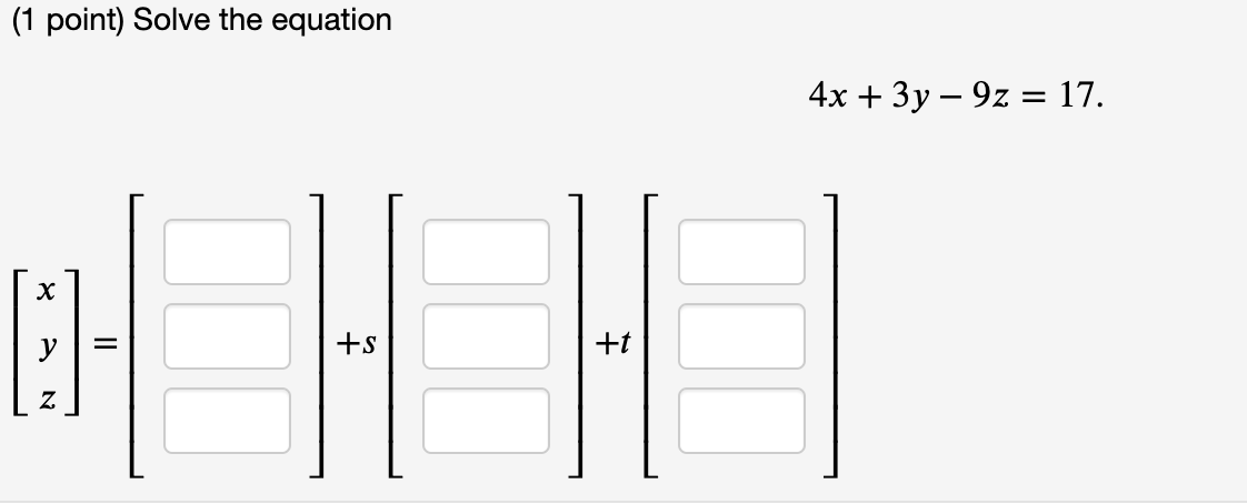 Solved (1 point) Solve the equation | Chegg.com