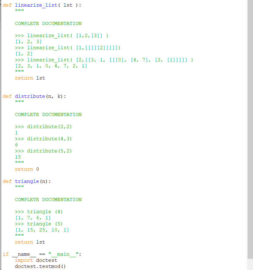 In Python If Possible 1st Function Linearizelist