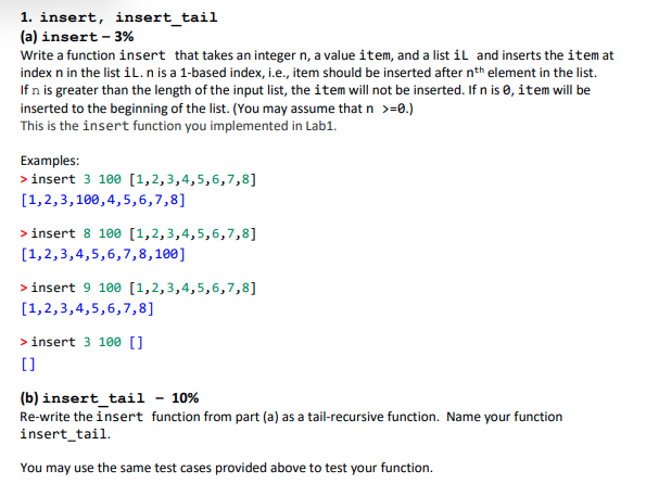 1. insert, insert_tail (a) insert −3% Write a | Chegg.com