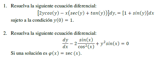 Solved 1. Resuelva la siguiente ecuación diferencial: | Chegg.com