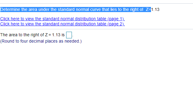 Solved Determine the area under the standard normal curve | Chegg.com