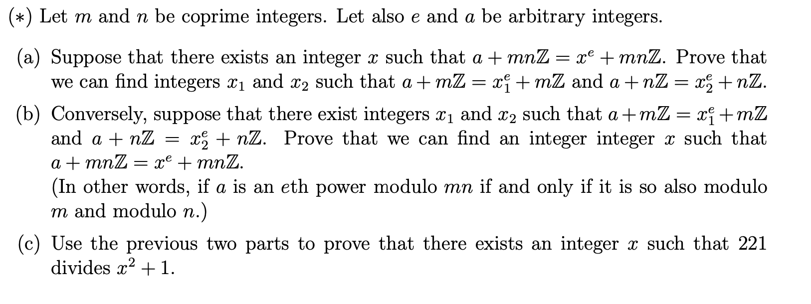 Solved e - = a = = (*) Let m and n be coprime integers. Let | Chegg.com