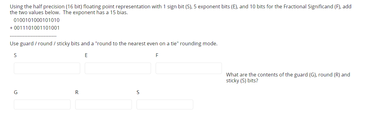 Using the half precision (16 bit) floating point | Chegg.com