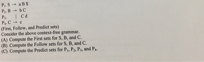 Solved P. I Cd P3. (First, Follow, and Predict sets) | Chegg.com
