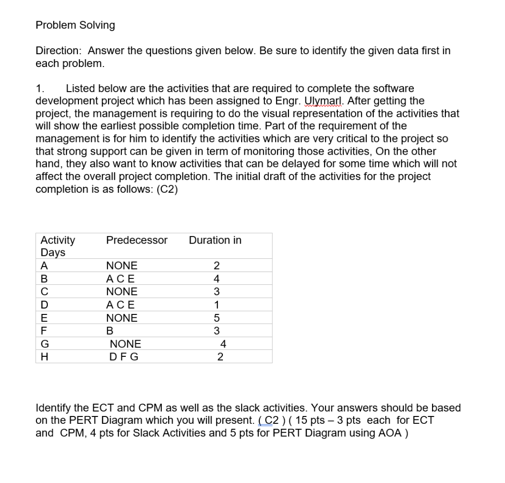 Solved Problem Solving Direction: Answer the questions given | Chegg.com