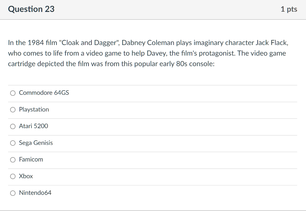 Solved In the 1984 film "Cloak and Dagger", Dabney Coleman | Chegg.com