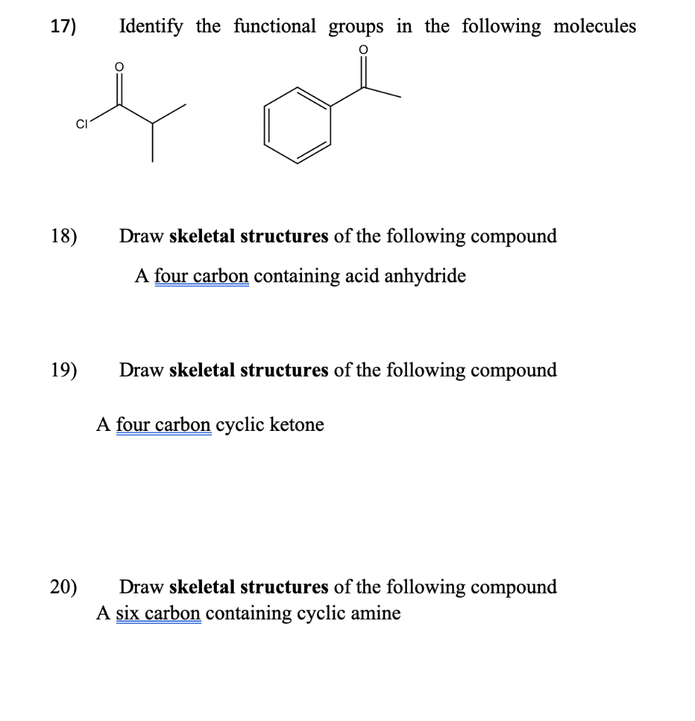 Solved 17) Identify the functional groups in the following | Chegg.com