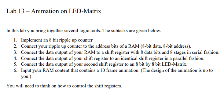 Solved Lab 13 – Animation on LED-Matrix In this lab you | Chegg.com