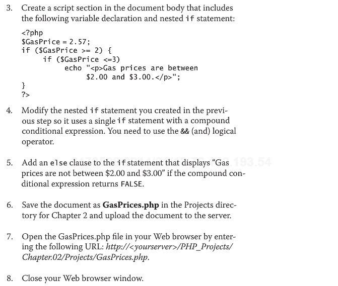 Solved 1. GasPrices.php 1. Create a document 2. Save | Chegg.com
