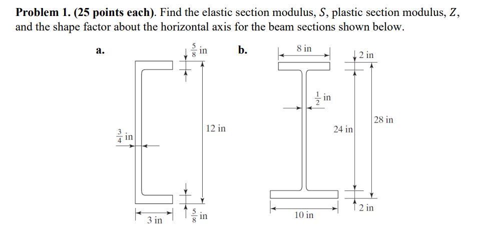 Solved Problem 1. (25 points each). Find the elastic section | Chegg.com
