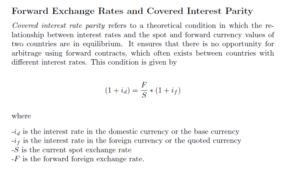 Solved Forward Exchange Rates and Covered Interest Parity | Chegg.com