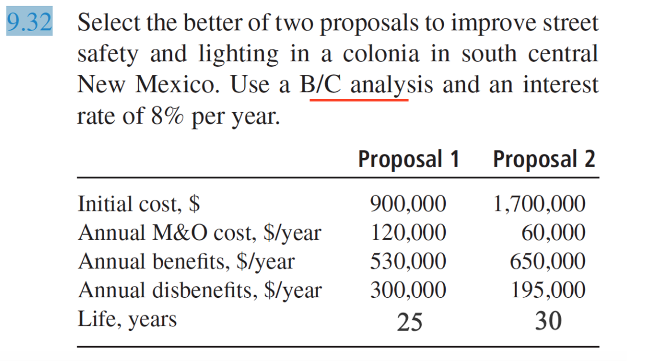 Solved 9.32 Select the better of two proposals to improve | Chegg.com