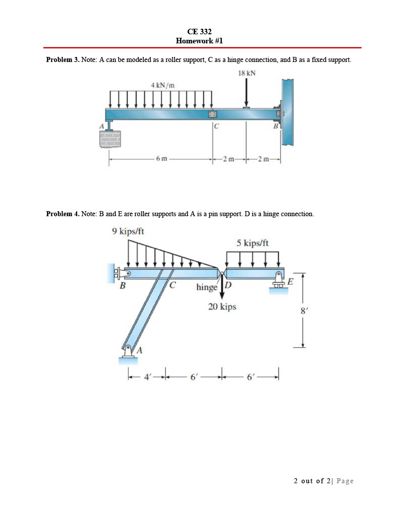 Solved CE 332 Homework \#1 Problem 3. Note: A can be modeled | Chegg.com