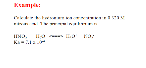 Solved Example: Calculate the hydronium ion concentration in | Chegg.com