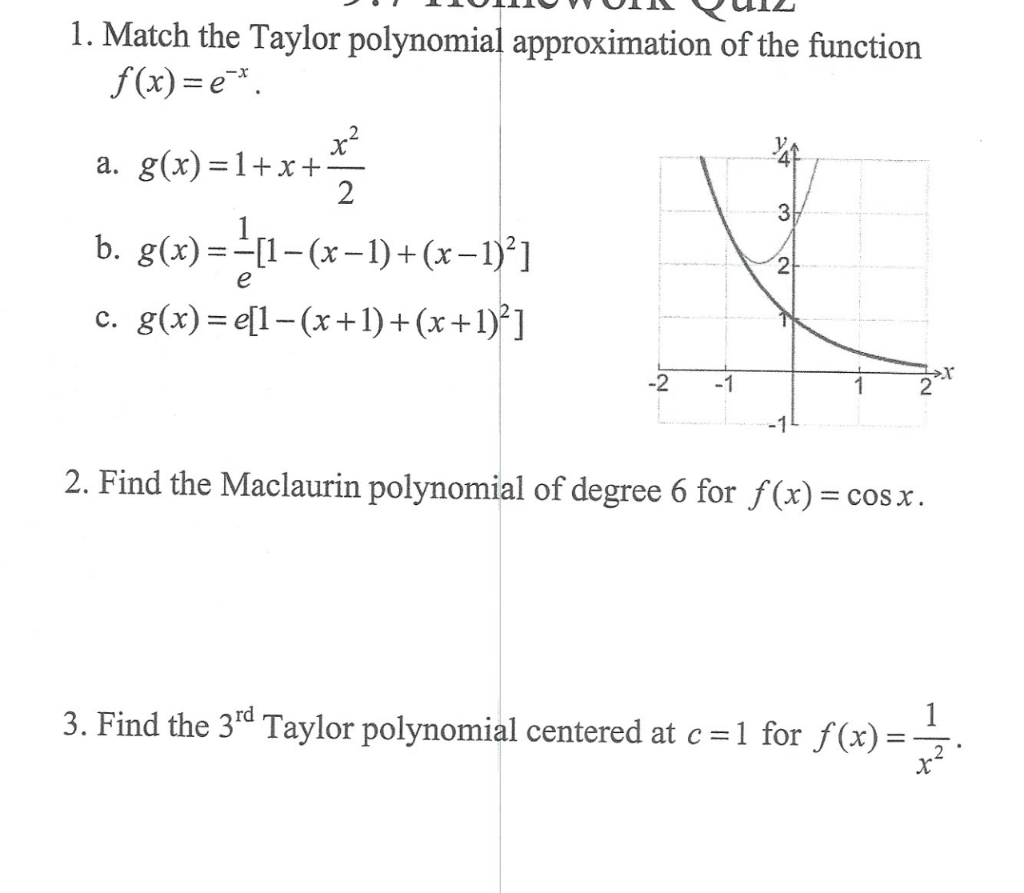 Solved I AAV11 VII U12 1. Match the Taylor polynomial | Chegg.com