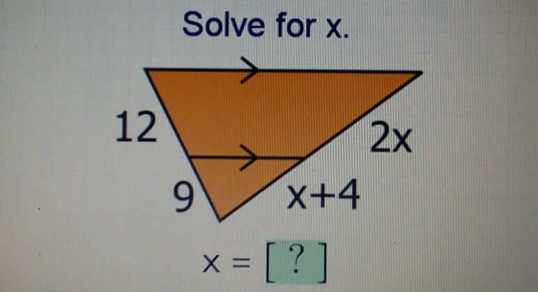 Solved Solve for x. 12 2x 9 X+4 x = [? ] | Chegg.com
