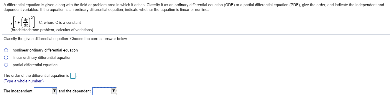 Solved both drop down boxes options are "(variable is x) or | Chegg.com