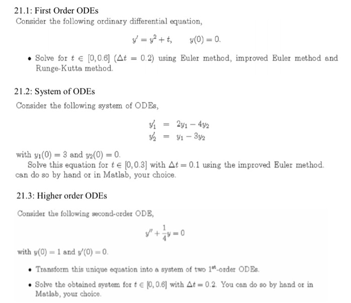 21.1: First Order ODES Consider the following | Chegg.com