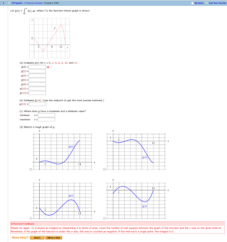 Solved 1. 0/11 points | Preious Answers SCalc8 4 3.002 My | Chegg.com