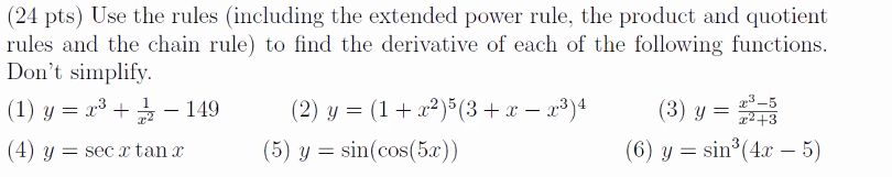 Solved (24 pts) Use the rules (including the extended power | Chegg.com