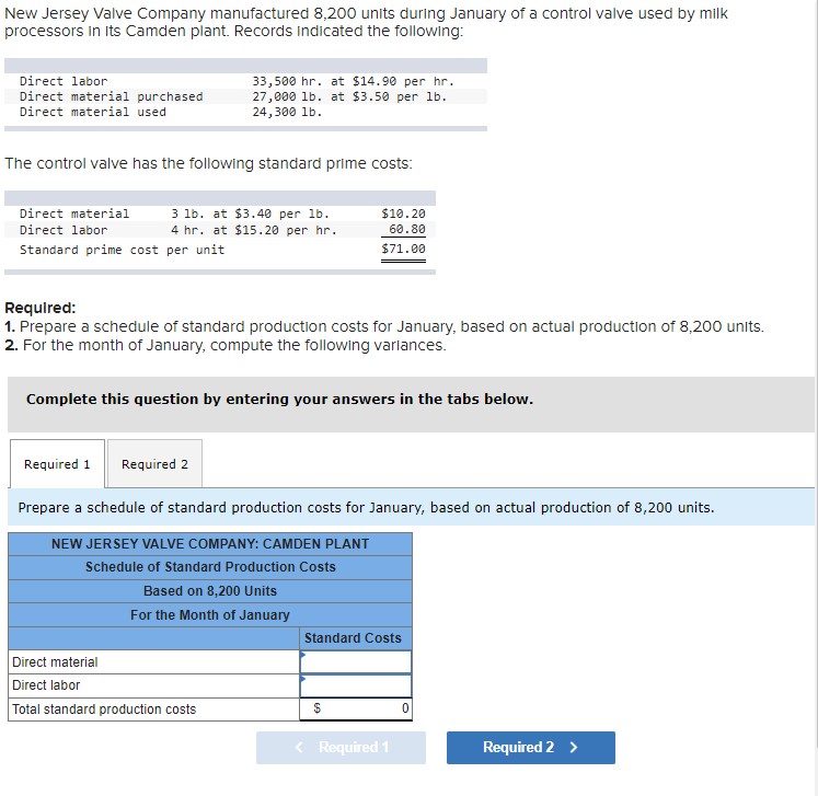 Solved New Jersey Valve Company manufactured 8,200 units | Chegg.com
