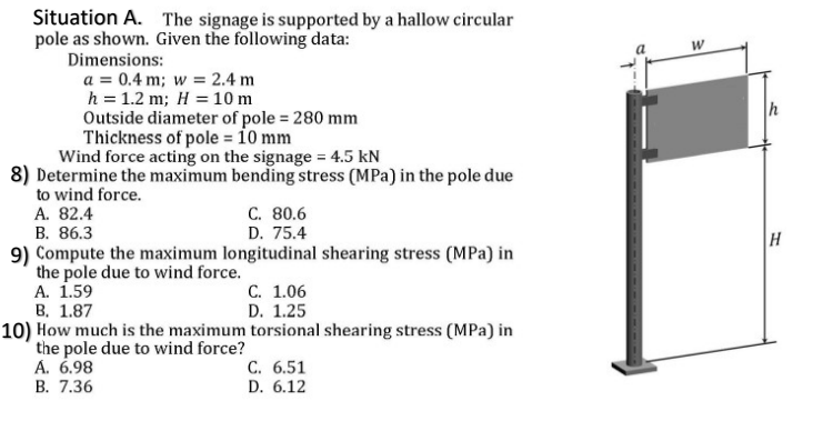 Solved Situation A. The signage is supported by a hallow | Chegg.com