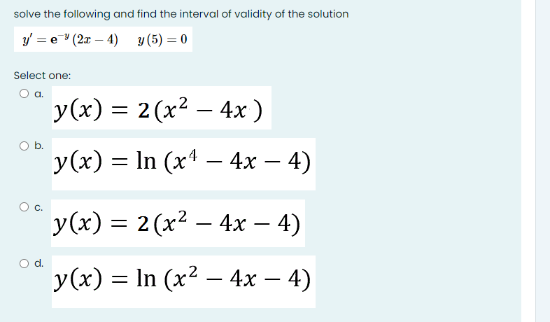 Solved solve the following and find the interval of validity | Chegg.com