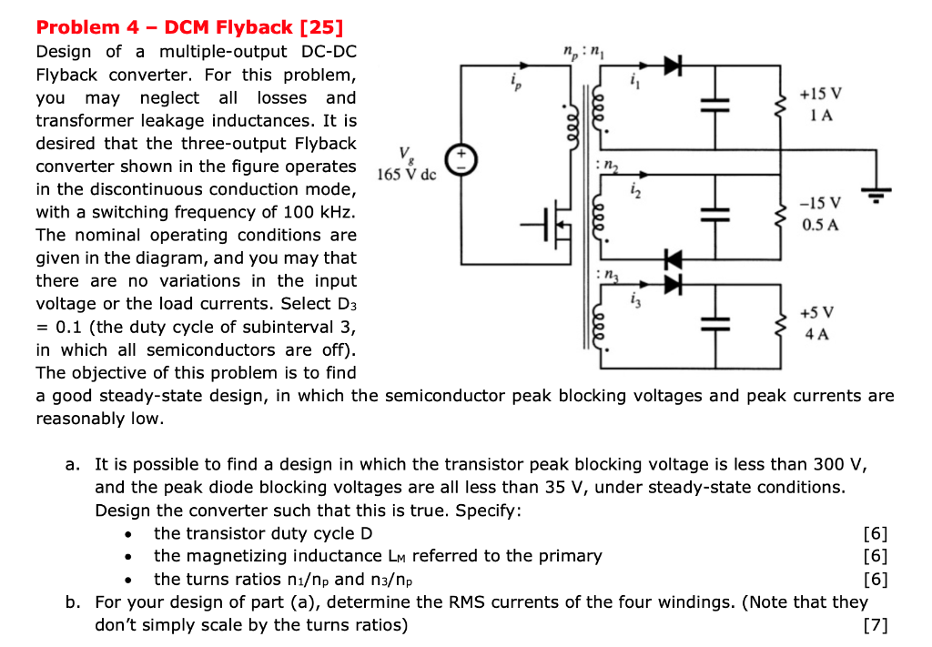 Solved HA eee Problem 4 - DCM Flyback [25] Design of a | Chegg.com
