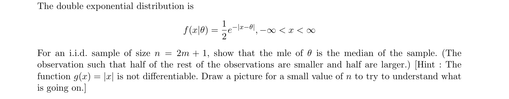 Solved The double exponential distribution is | Chegg.com