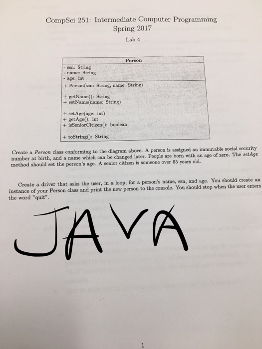 Solved Create a Person class conforming to the diagram | Chegg.com