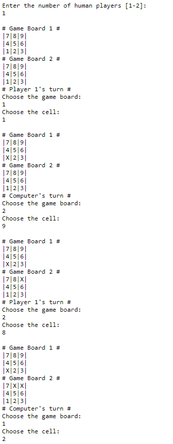 Solved Enter the number of human players [1-2]: 1 \# Game | Chegg.com