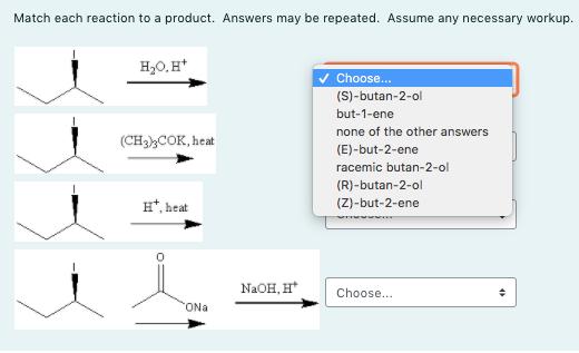 Solved Match each reaction to a product. Answers may | Chegg.com