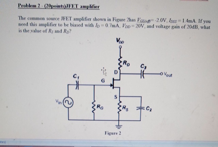 Solved Problem 2 (20pointsJFET amplifier The common source | Chegg.com