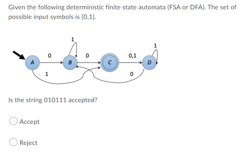 Solved Given the following deterministic finite state | Chegg.com