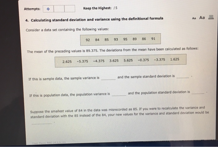 Solved Attempts: Keep the Highest: 15 4. Calculating | Chegg.com