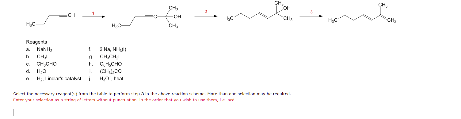 Solved OH H₂C CH3 H3C- H3C- CH3 Reagents a. 2 Na, NH3(1) b. | Chegg.com
