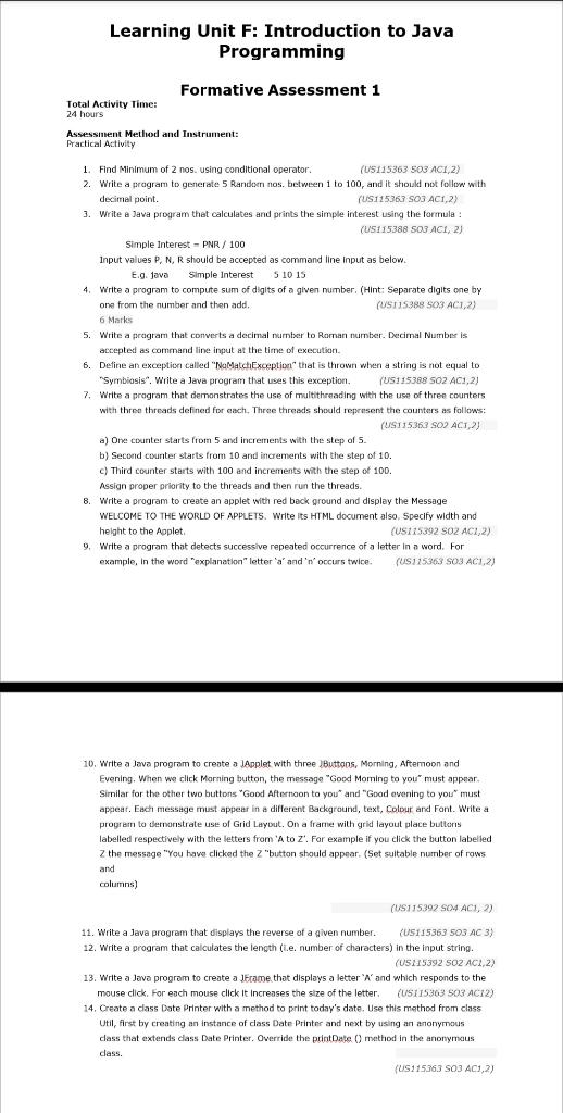 Solved Formative Assessment 1 Total Activity Time: 24 hours | Chegg.com