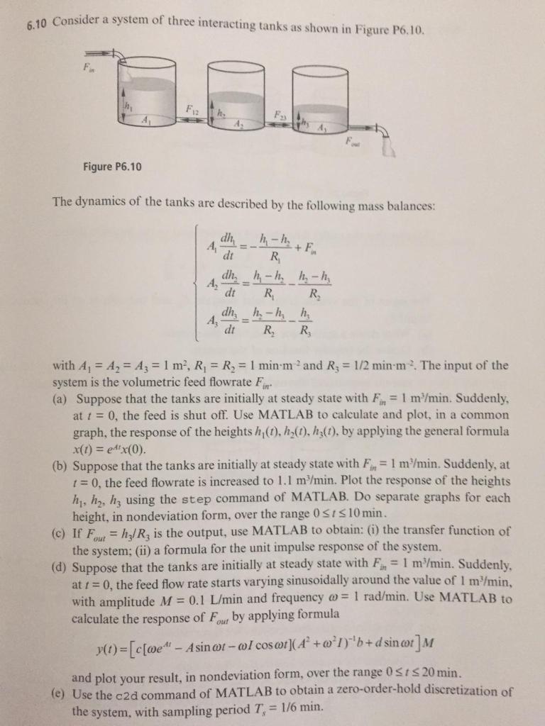 Solved 6.10 Consider a system of three interacting tanks as | Chegg.com