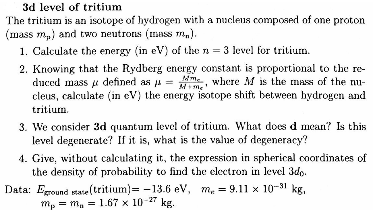 Solved 3d level of tritiumThe tritium is an isotope of | Chegg.com