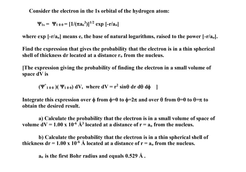 Solved Consider The Electron In The 1s Orbital Of The