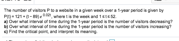 Solved The number of visitors P to a website in a given week | Chegg.com